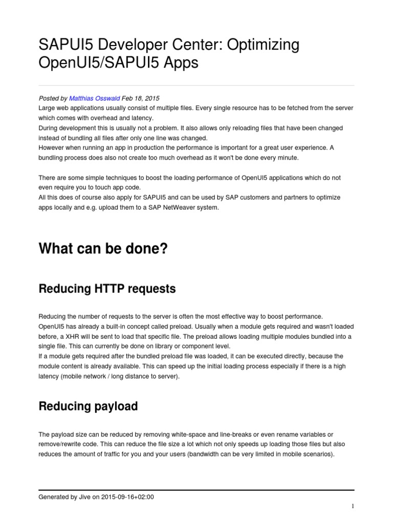 Optimizing Openui5 Apps | PDF | Hypertext Transfer Protocol | Software Engineering