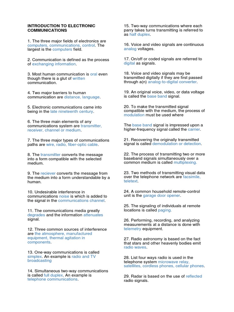 Electronics Communications Reviewer | PDF | Radio | Telecommunication