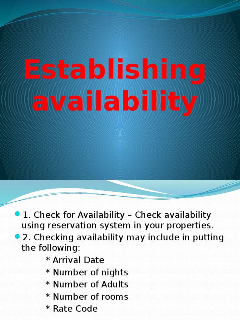 Establishing Availability | PDF