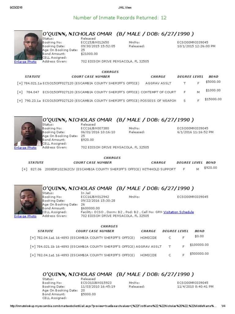 O'Quinn's Jail Log | PDF | Criminology | Deviance (Sociology)