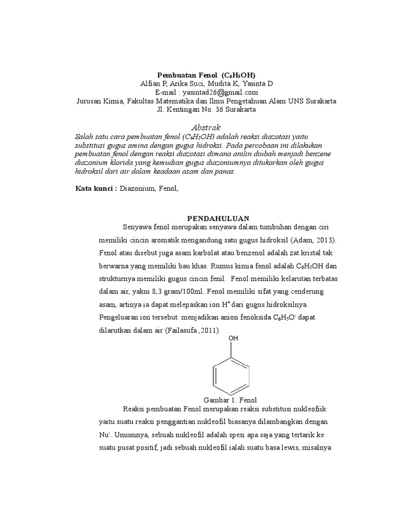 Jurnal Pembuatan Fenol Fix | PDF