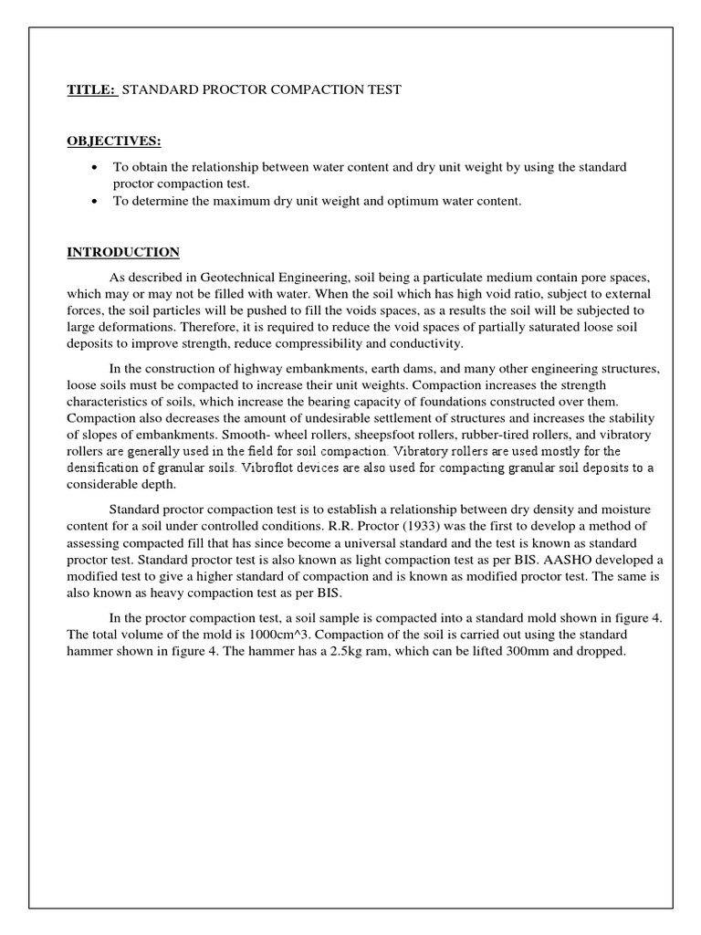Proctor Compaction Test | PDF | Soil | Earth Sciences