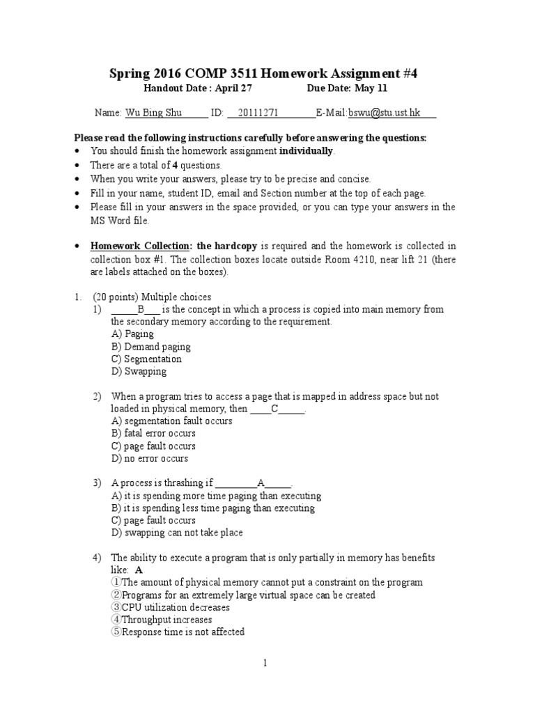 Comp3511 Spring16 hw4 | PDF | File System | Computer File