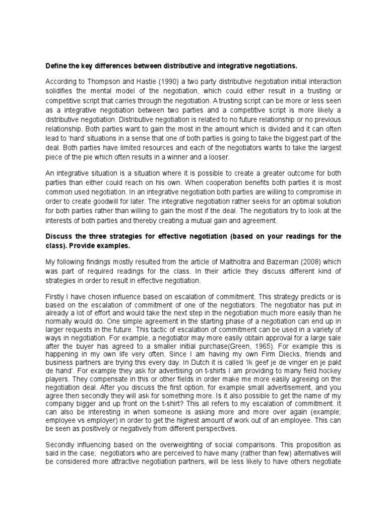 Define The Key Differences Between Distributive and Integrative ...