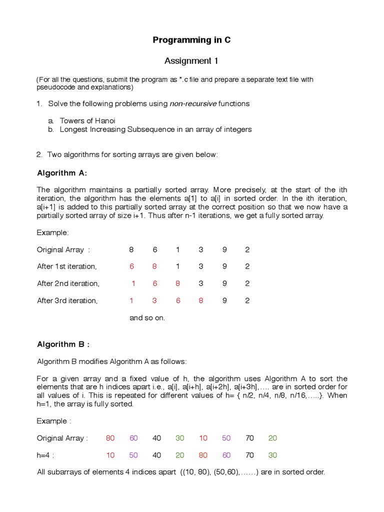 Programming in C: Assignment 1 | PDF