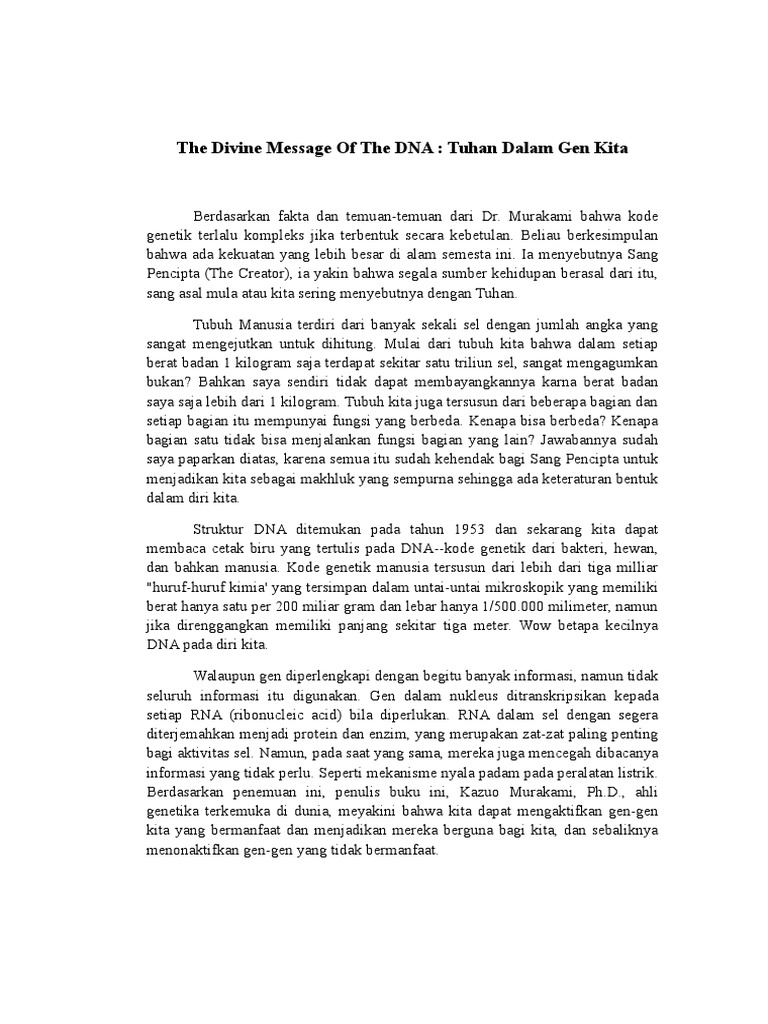 The Divine Message of The DNA | PDF