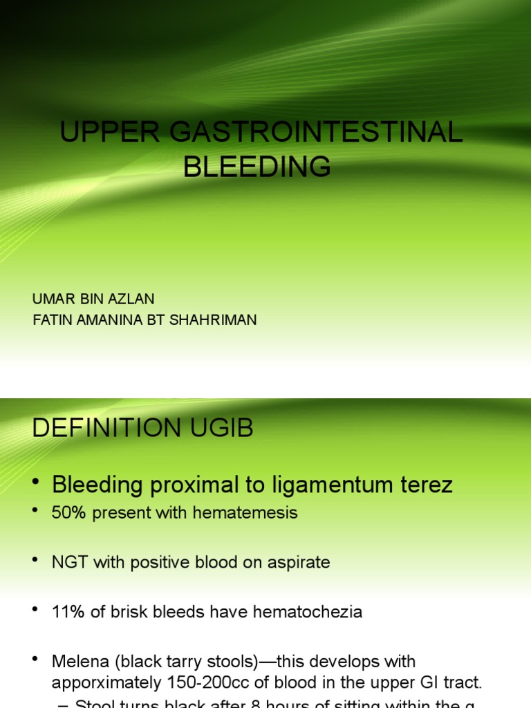 Upper GI Bleeding: Causes & Management | PDF | Peptic Ulcer | Esophagus