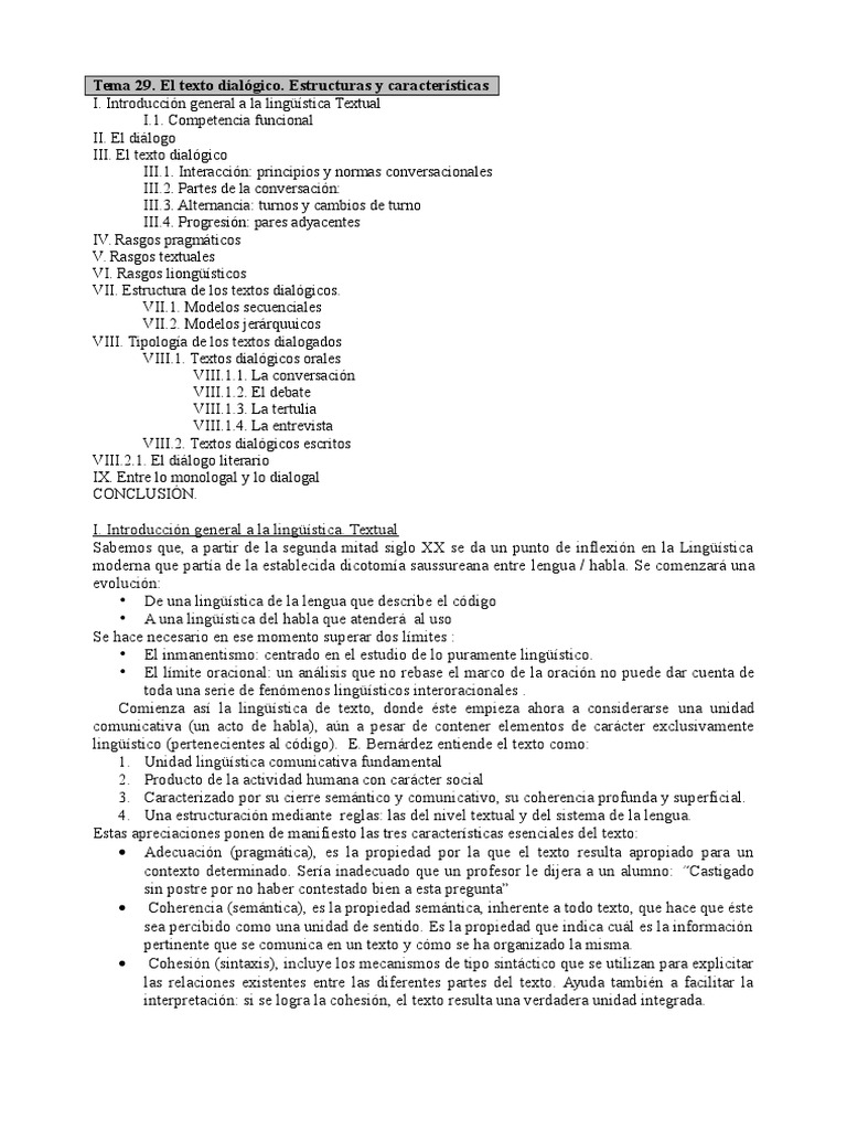 Estructura y características del texto dialógico | PDF | Conversacion ...