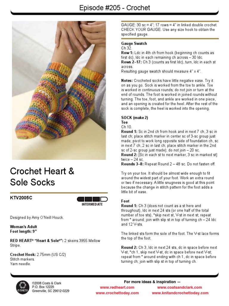 Redheart Crochet Socks | PDF | Crochet | Figured Fabrics