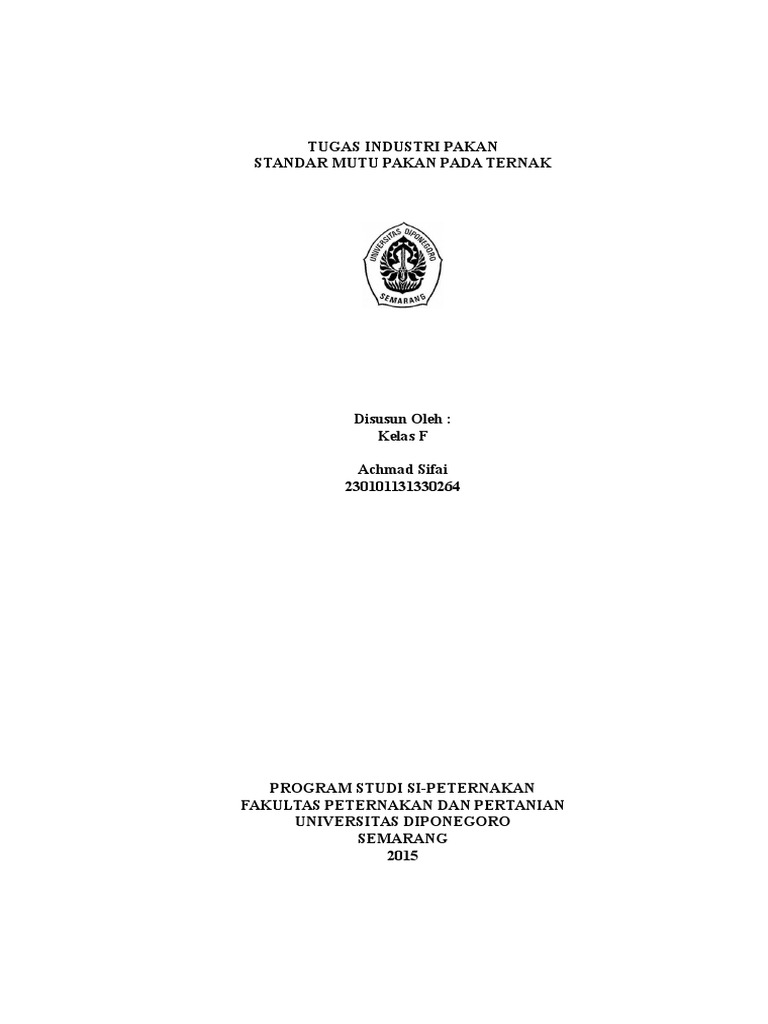 Persyaratan Mutu Pakan Ayam Ras Petelur Fase Starter Menurut SNI 01 | PDF