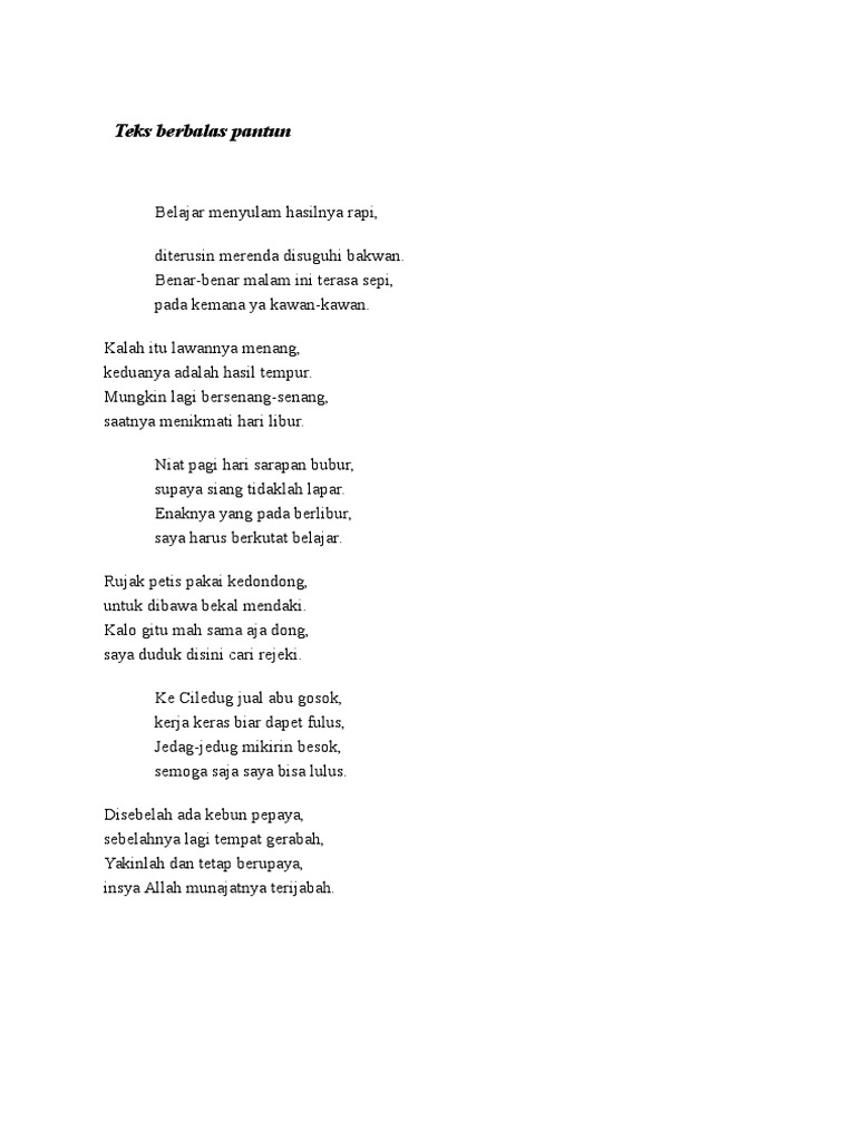 Teks Berbalas Pantun | PDF