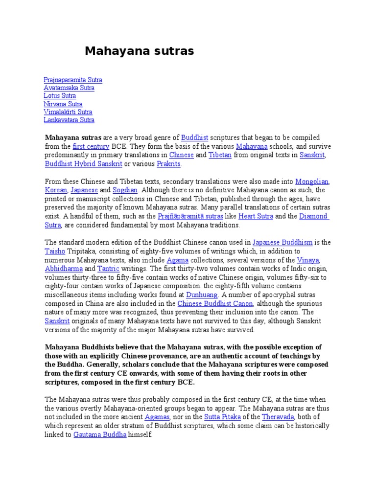 Mahayana Sutras | PDF | Buddhist Texts | Mahayana