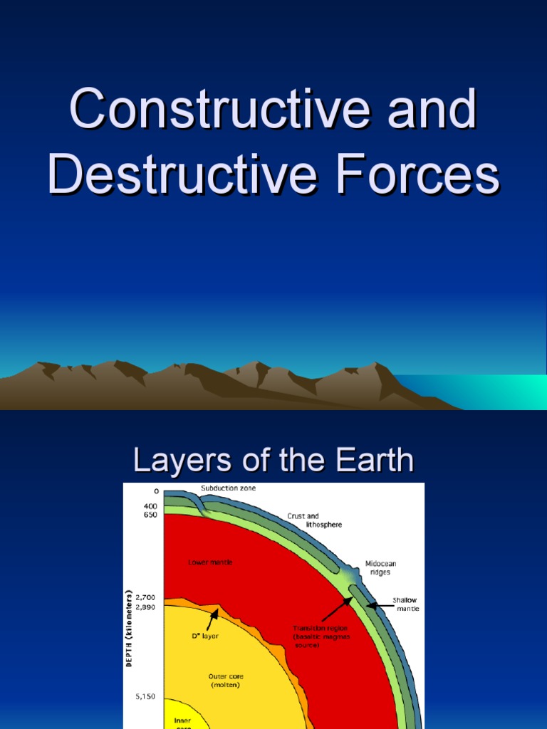 Constructiveanddestructiveforces Powerpoint | PDF | Volcano | Weathering