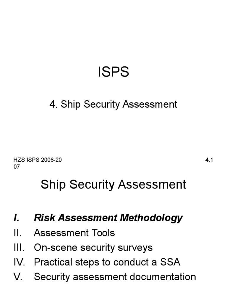 ISPS - 4. Ship Security Assessment.ppt | Risk Assessment | Risk