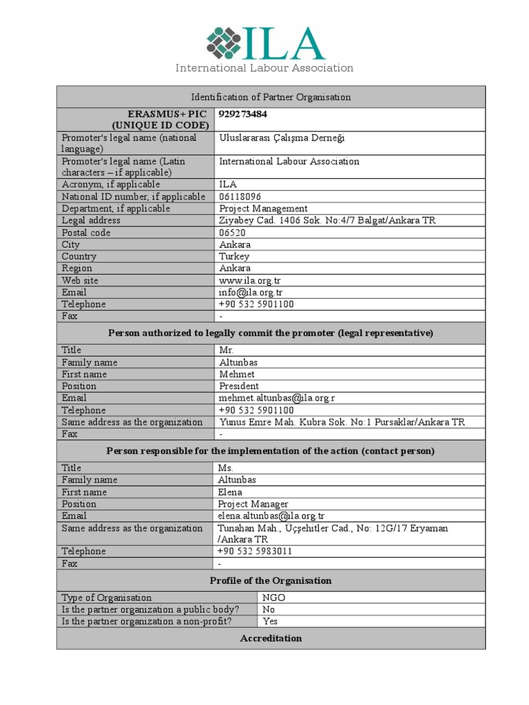 ILA Partner Identification Form | PDF | Volunteering | International ...