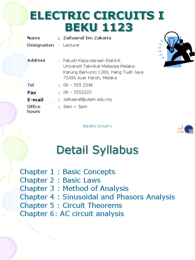 Lecture 1 Chapter 1 Basic Concepts Pdf Electric Current Voltage 