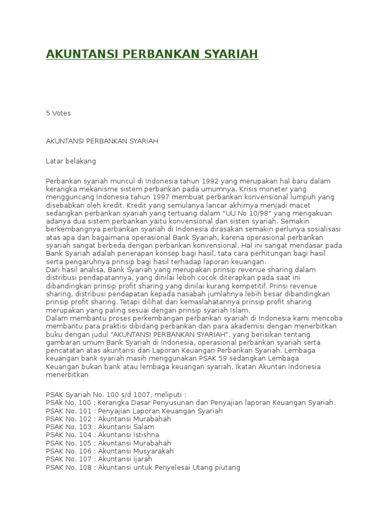 Akuntansi Perbankan Syariah | PDF | Bisnis | Pengelolaan Keuangan & Uang