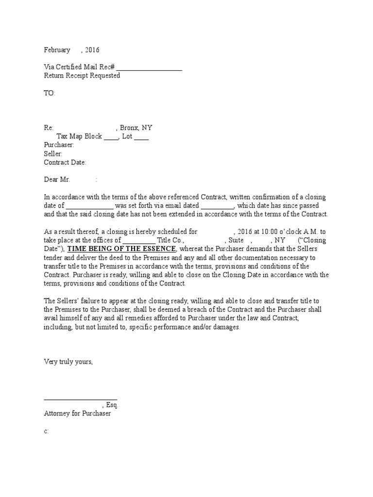 Sample TOE Letter [Fill-In Blanks]