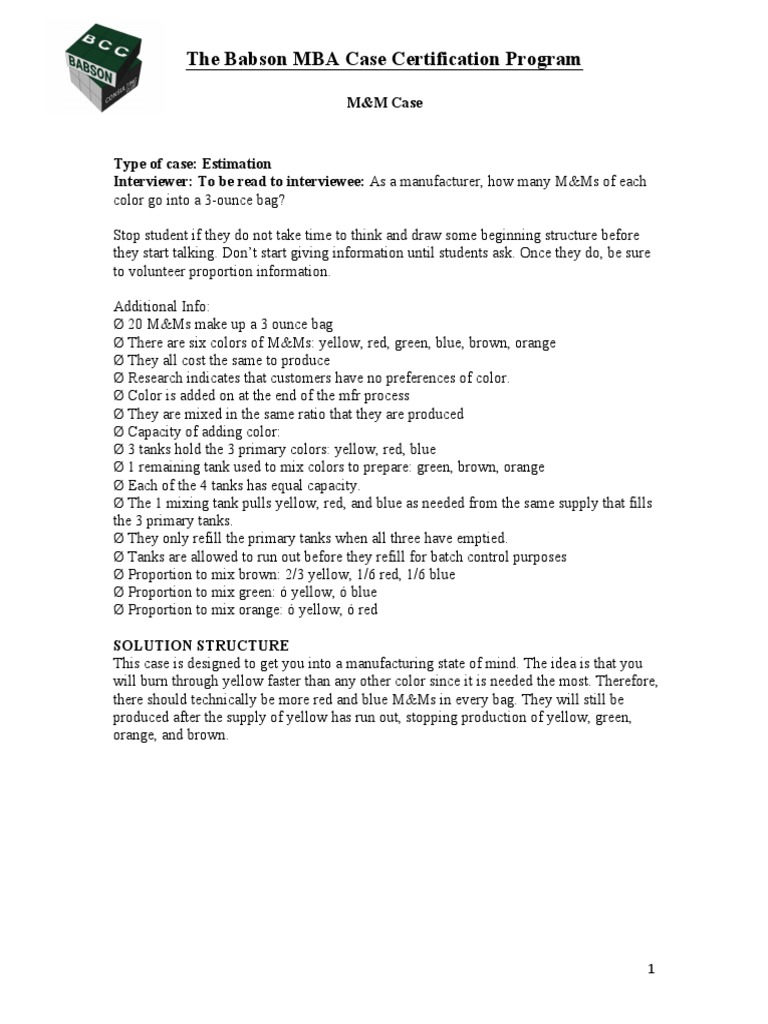 The Babson MBA Case Certification Program | PDF