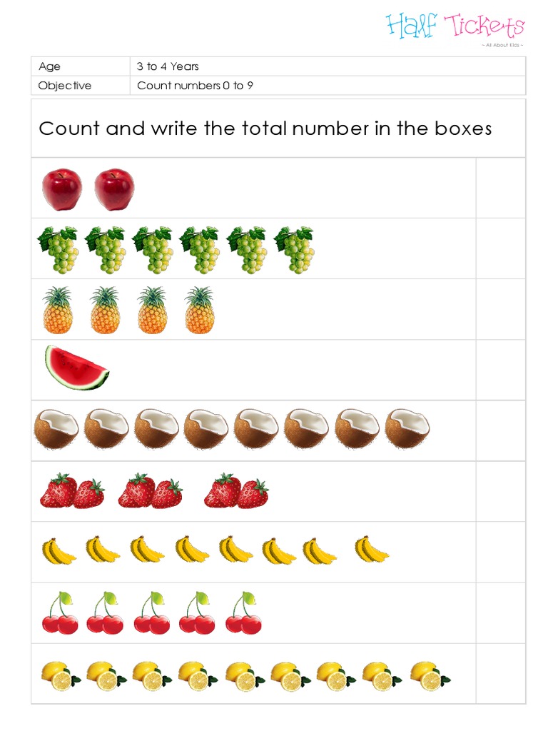 Count Numbers 0 To 9 | PDF