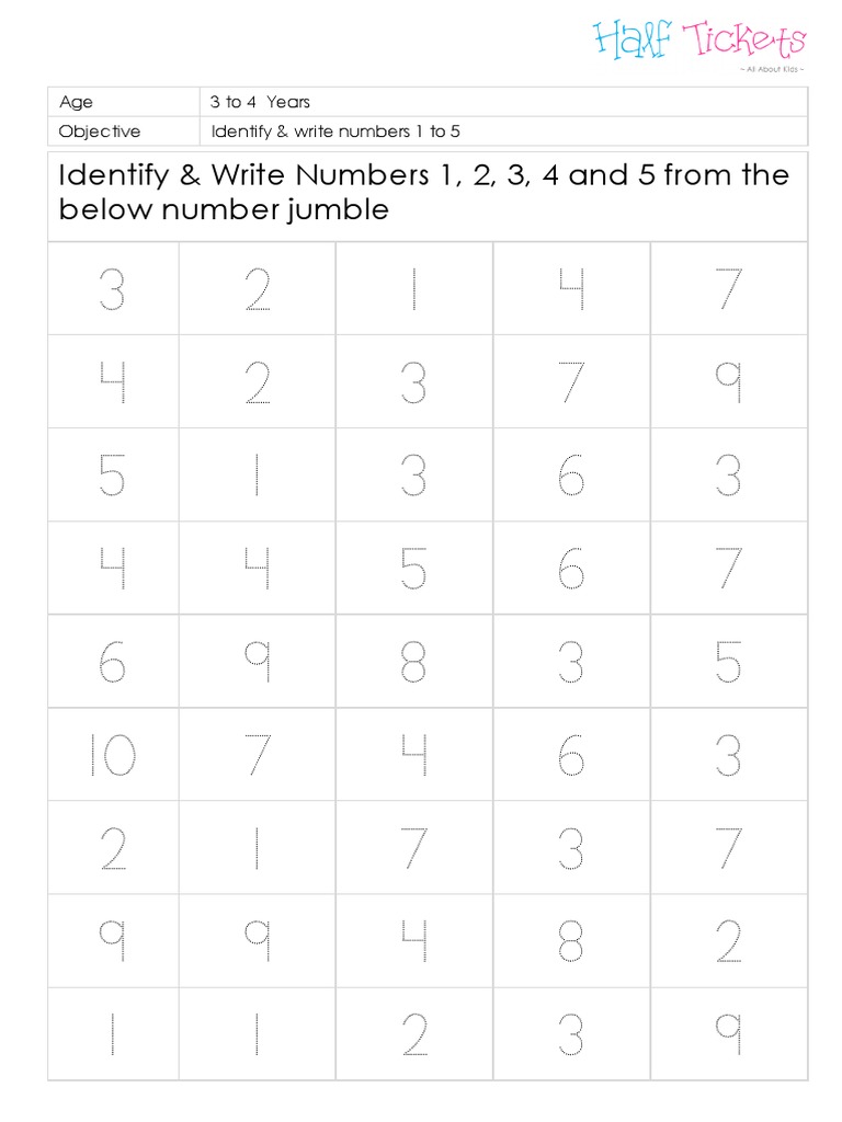 Identify Numbers 1 To 5 | PDF | Career & Growth