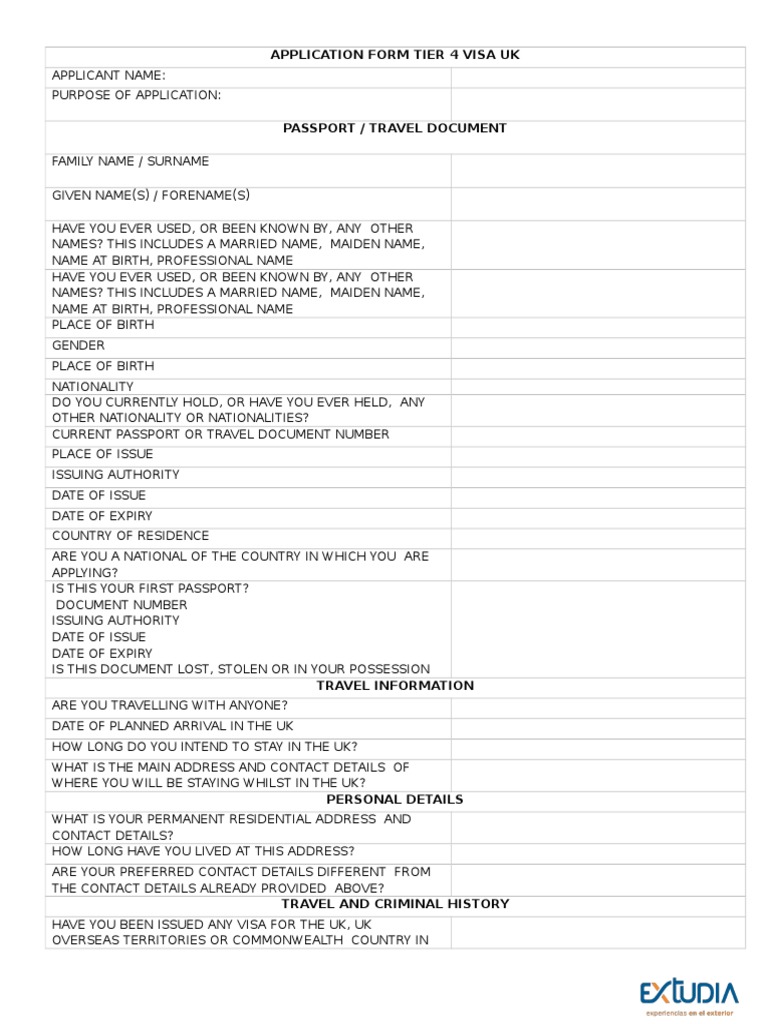 Form Tier 4 UK | Download Free PDF | Travel Visa | Passport