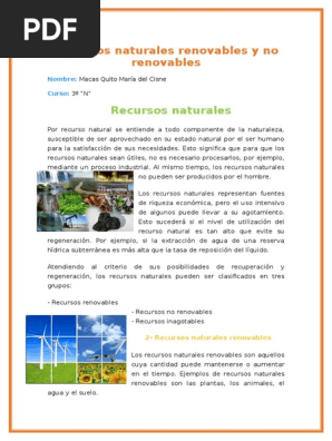 Recursos Naturales Renovables Y No Renovables PDF, 48% OFF