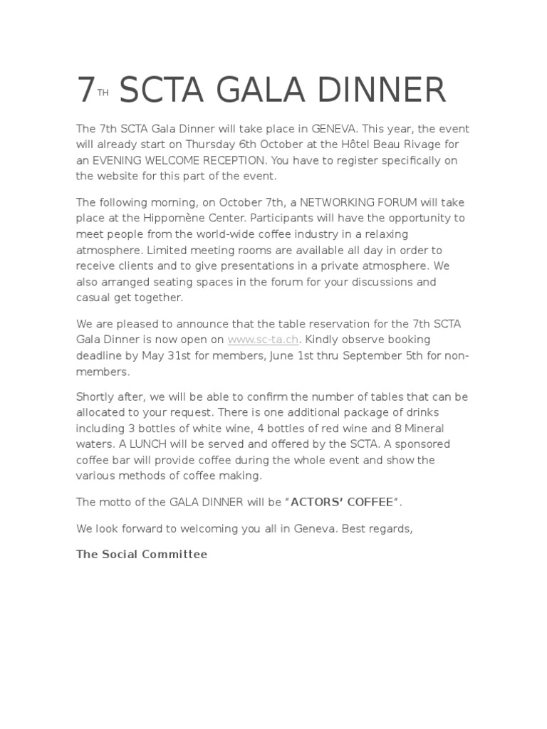 Gala Dinner | PDF | Drink | Food And Drink