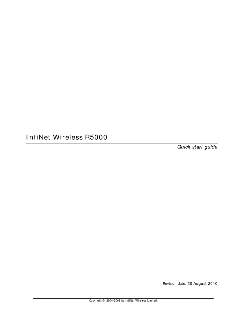 Quick Start Guide InfiNet Wireless R5000 | PDF | Ip Address | Network Topology