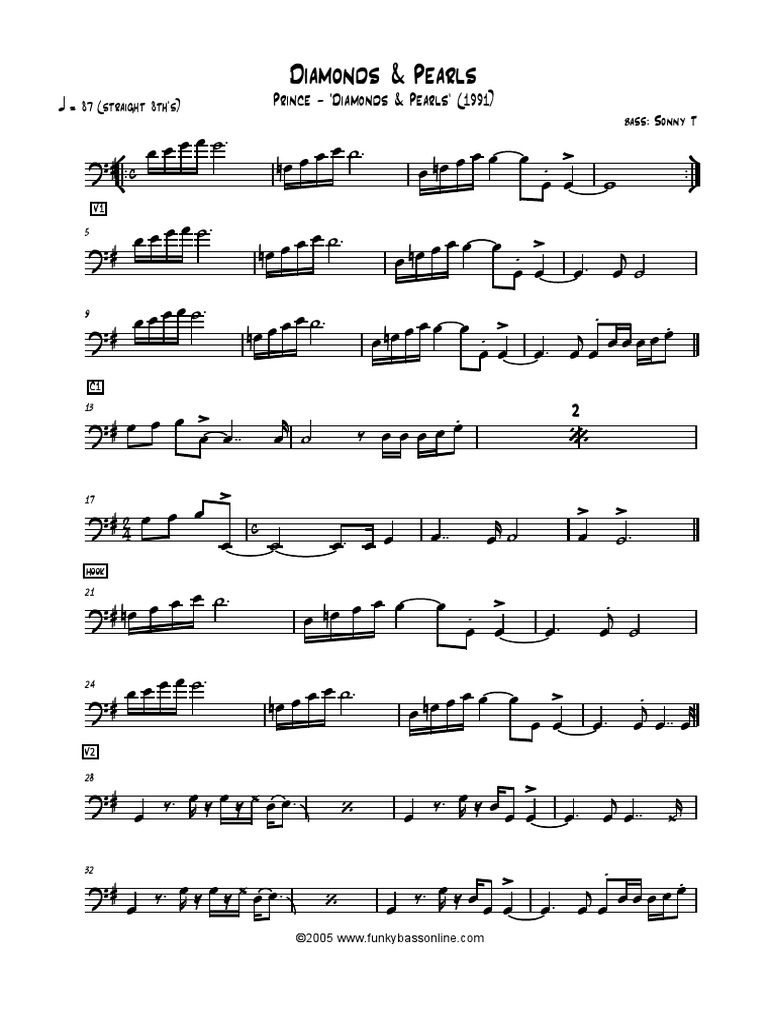 Prince Diamonds & Pearls Bass Line | PDF