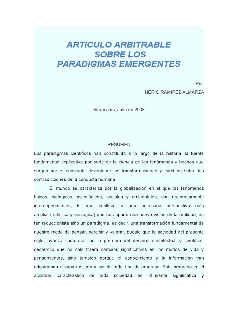 Paradigma Emergente | PDF | Paradigma | Complejidad