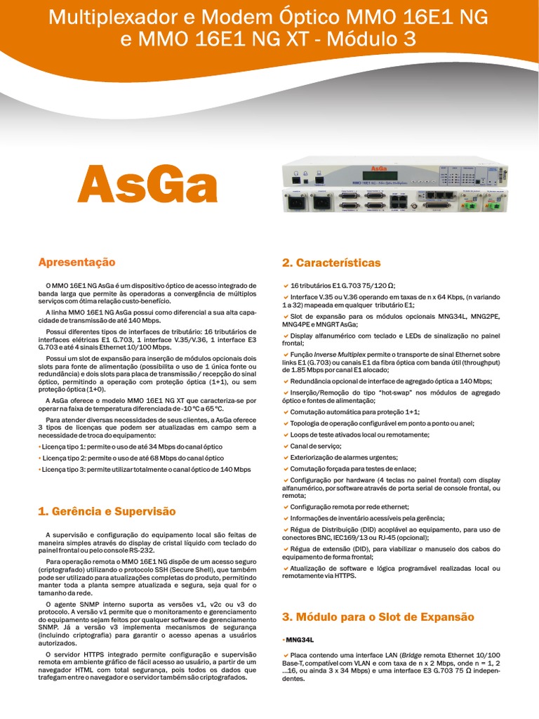Manual Modem MMO16E1NG Asga | PDF | Cápsula segura | Eletrônicos