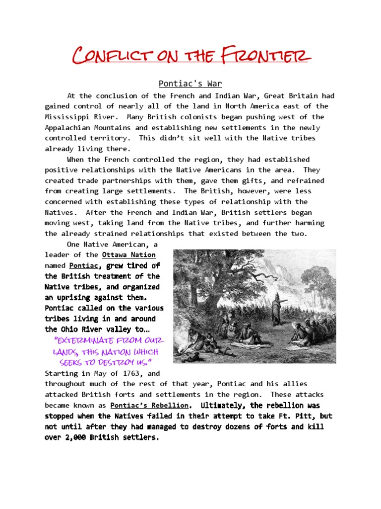 Pontiac's War and 1763 Proclamation | PDF