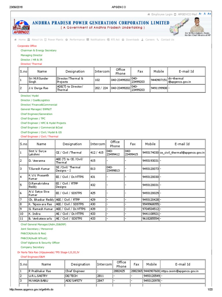 APGENCO Telephone 2 | PDF