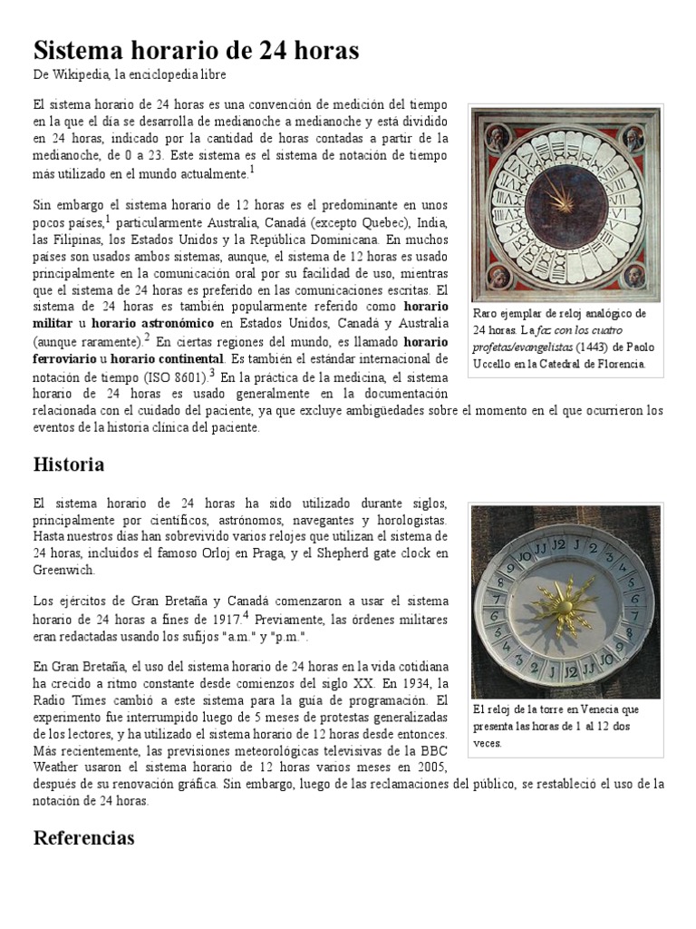 Sistema Horario de 24 Horas | Comunicación escrita | Informática