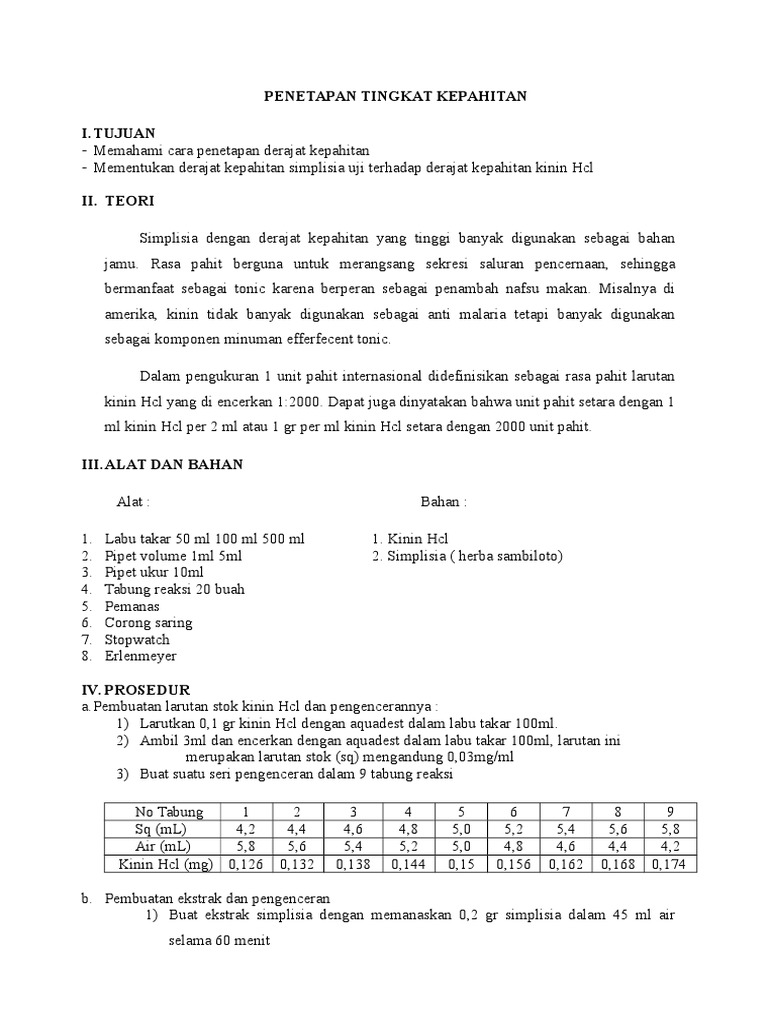 Penetapan Tingkat Kepahitan | PDF | Sains & Matematika