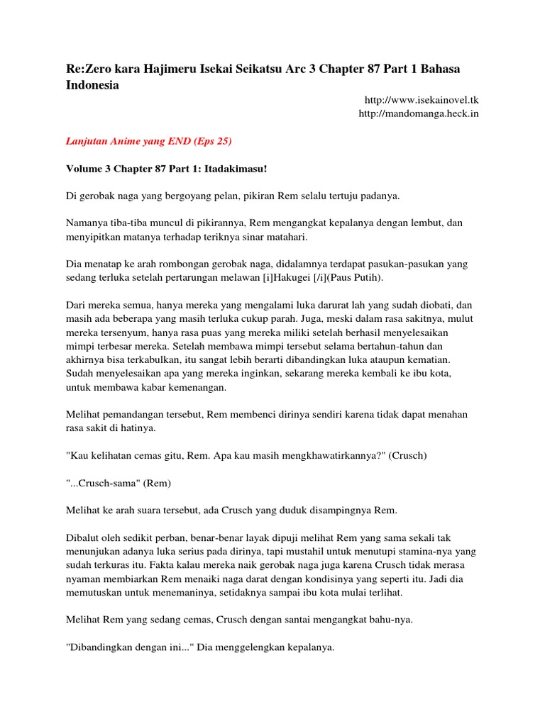 MandoManga Re Zero Arc 3 Chapter 87 Part 1 | PDF