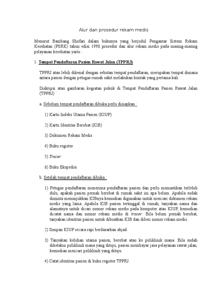 Alur Dan Prosedur Rekam Medis | PDF | Ilmu Sosial | Hukum