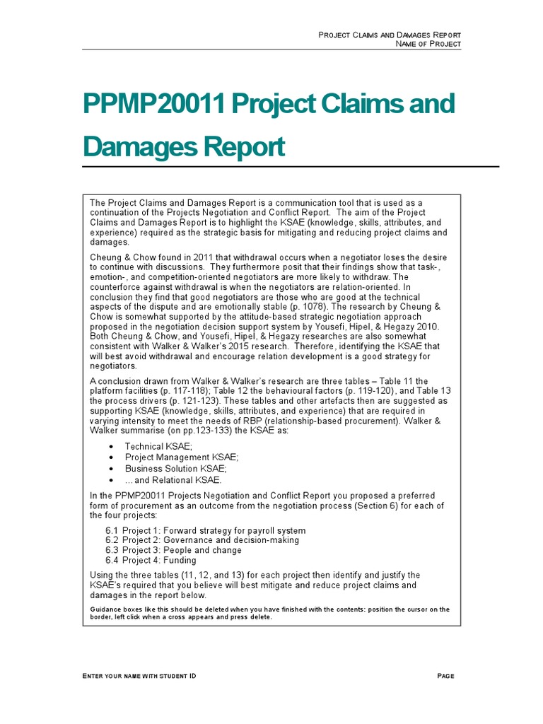 Projects Claims and Damages Report - Template | Download Free PDF ...