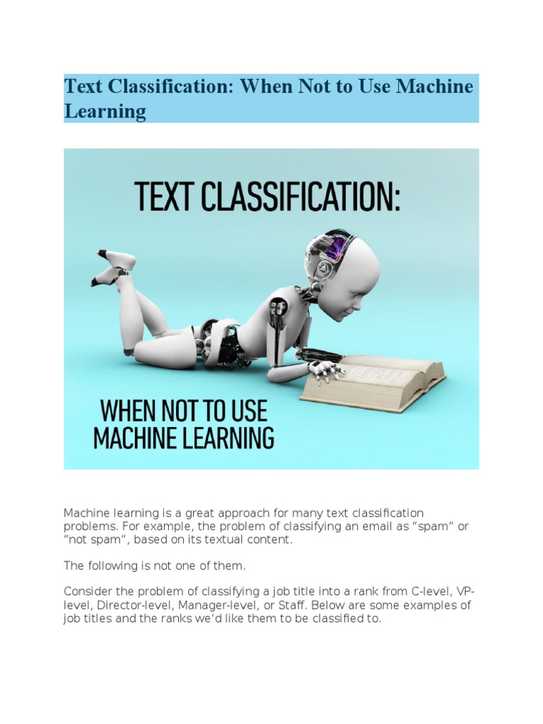 Text Classification: When Not To Use Machine Learning | PDF | Machine ...