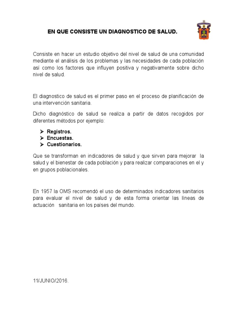 En Que Consiste Un Diagnostico de Salud | Planificación | Ciencia