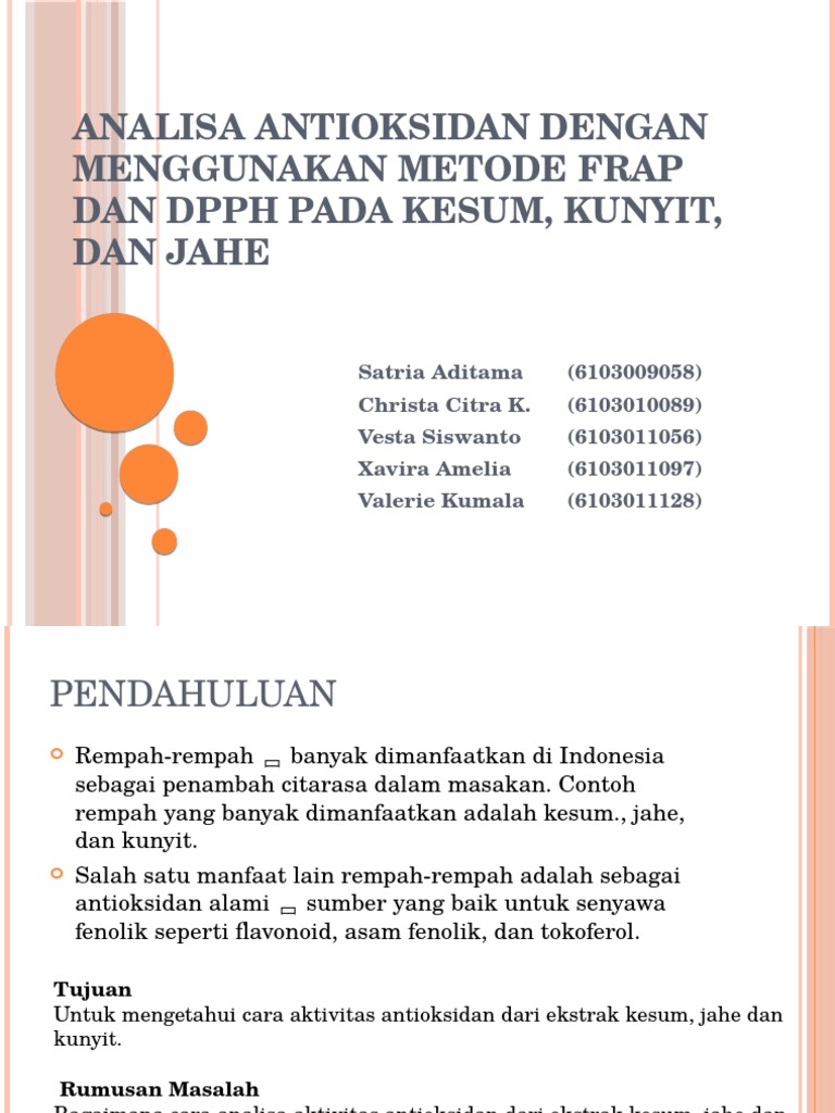 Analisa Antioksidan Dengan Menggunakan Metode Frap Dan DPPH Pada Kesum ...