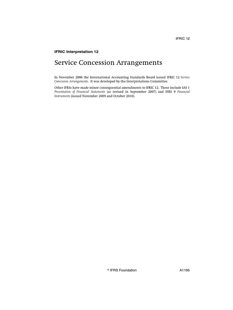 IFRIC 12 | International Financial Reporting Standards | Accounting