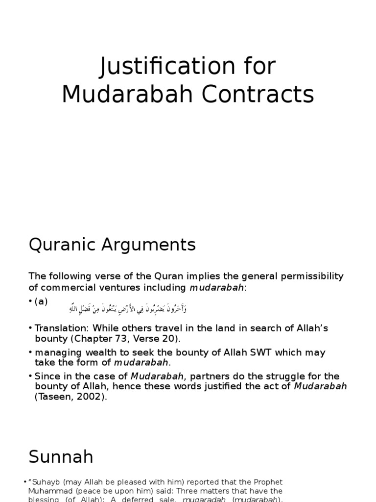 Legal Justification of Mudarabah Contracts | PDF | Muhammad | Abrahamic ...