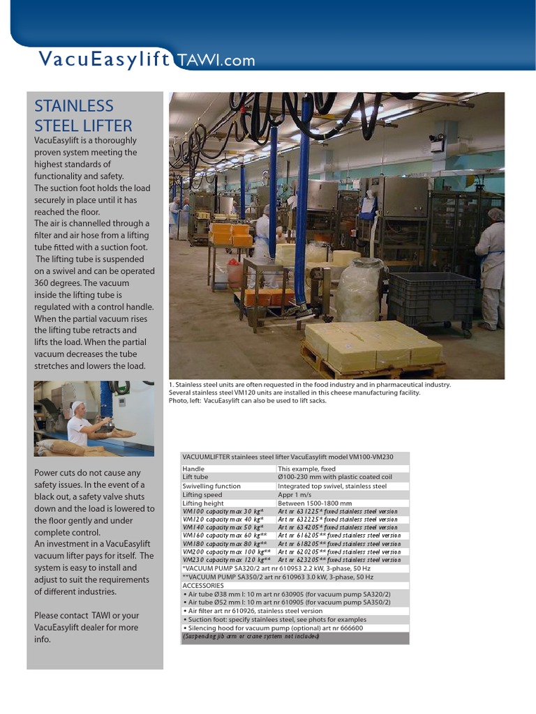 Stainless Steel Vacuum Lifter Overview | PDF | Mechanical Engineering ...