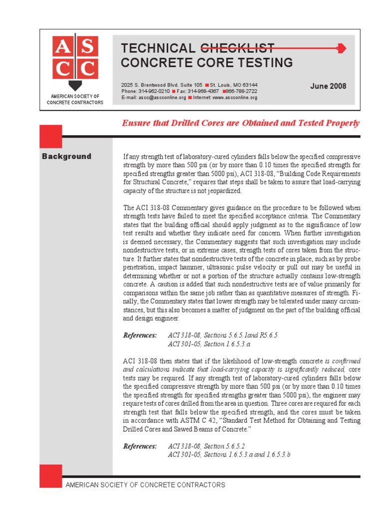 Technical Checklist Concrete Core Testing: Ensure That Drilled Cores ...