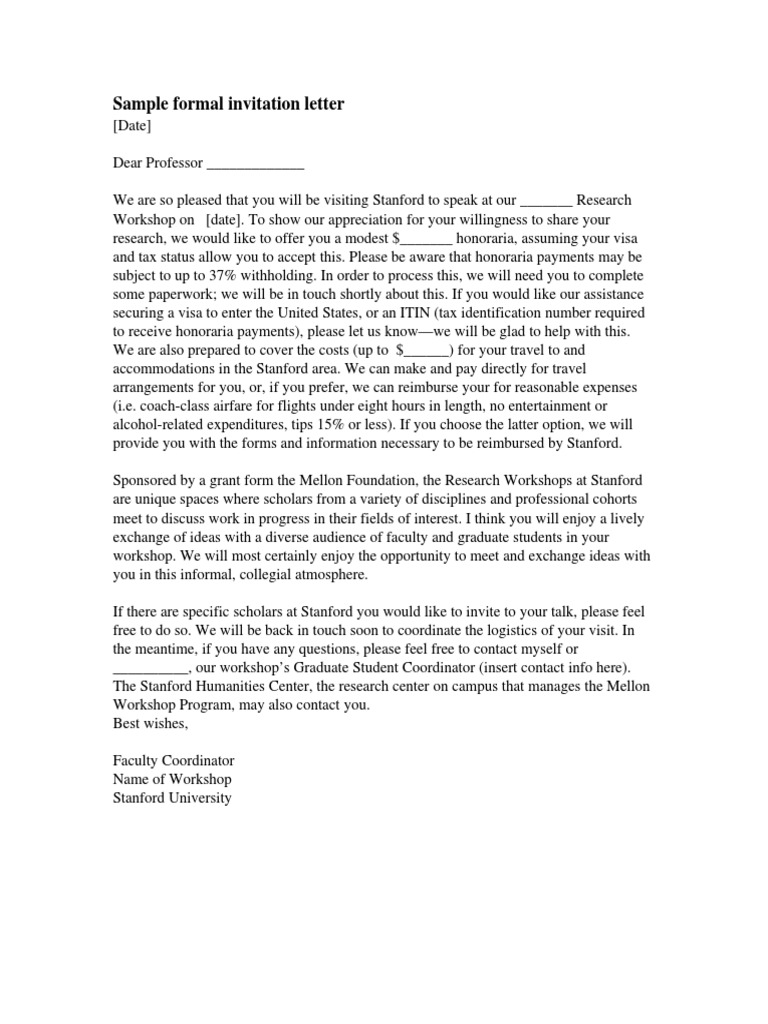 Sample Formal Invitation Letter | PDF