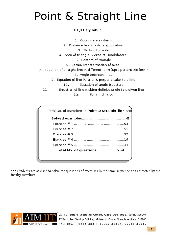 Point & Straight Line | PDF | Triangle | Cartesian Coordinate System