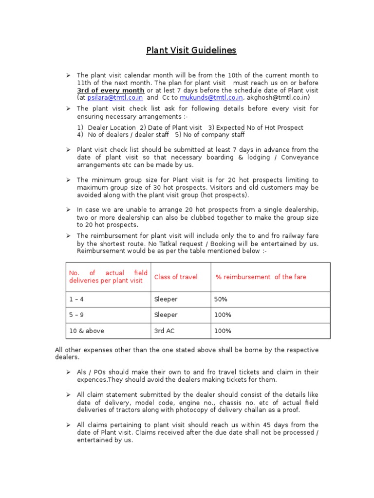 Plant Visit Guidelines - Doc Noc | PDF
