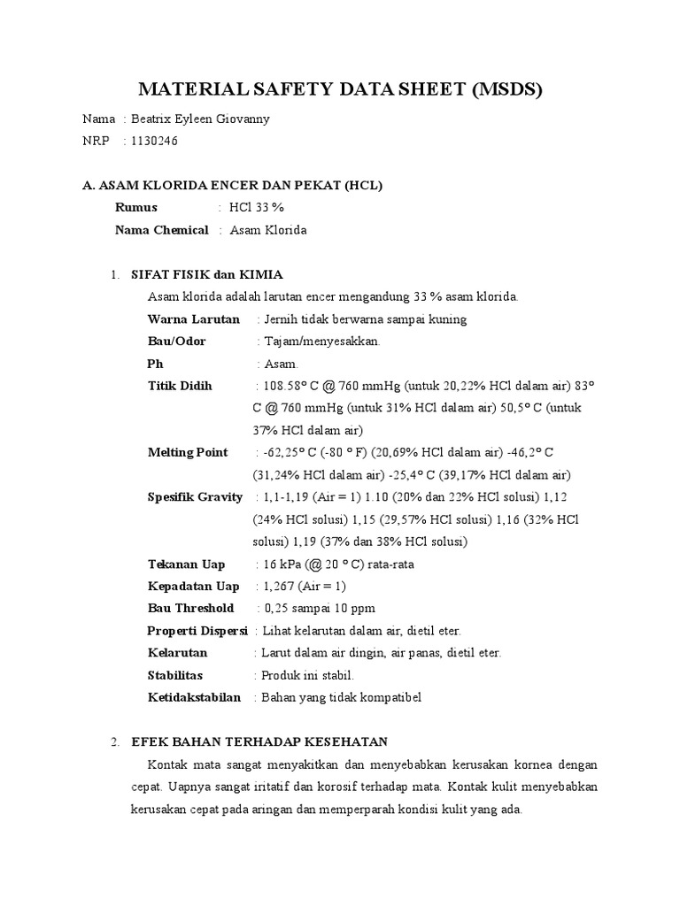 MSDS | PDF | Sains & Matematika